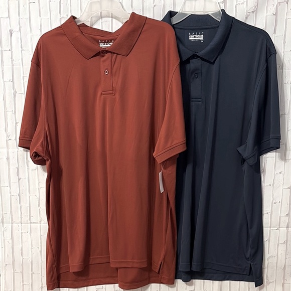 Basic Editions | Shirts | Basic Editions Mens Polo Shirt Rust And Navy | Poshmark